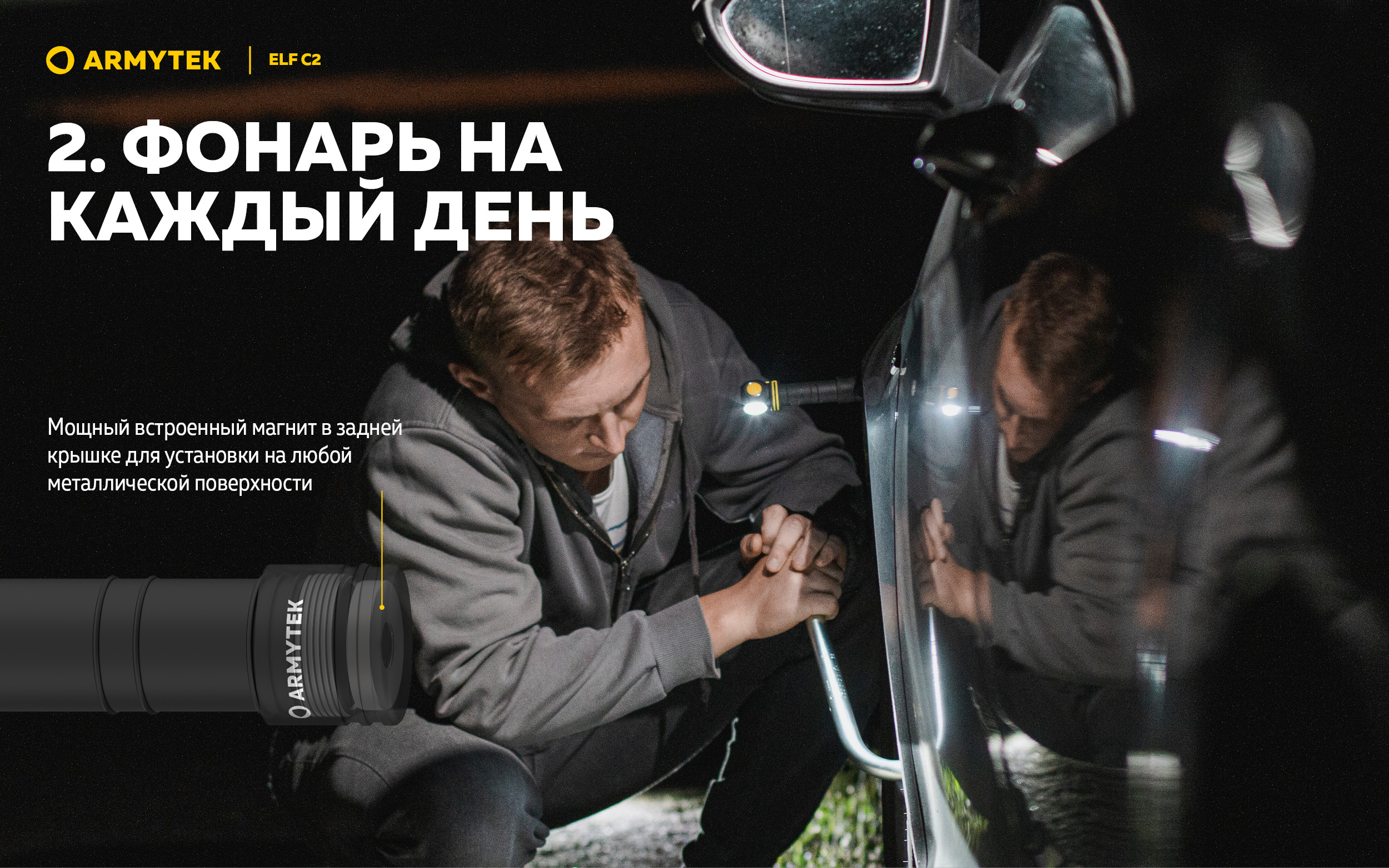 Налобный светодиодный фонарь Armytek Elf C2 USB-C | Armytek.ru